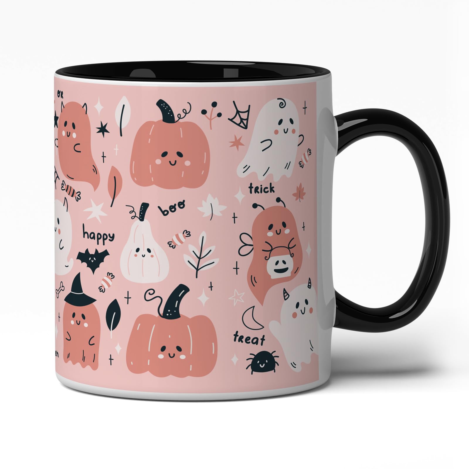 GotPrint Halloween Mug, Ghosts Mugs, Cute Spooky Boo Pumpkin Coffee Cup, Halloween Coffee Cups Gifts for Fall Holiday, Thanksgiving, Birthday, Friends, Men, Women, Black Trim, 11oz