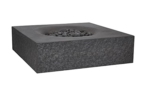 Pyromania Monument Outdoor Concrete Fire Pit Table, 41 x 41 Inches - Natural Gas Model in Charcoal Gray Color