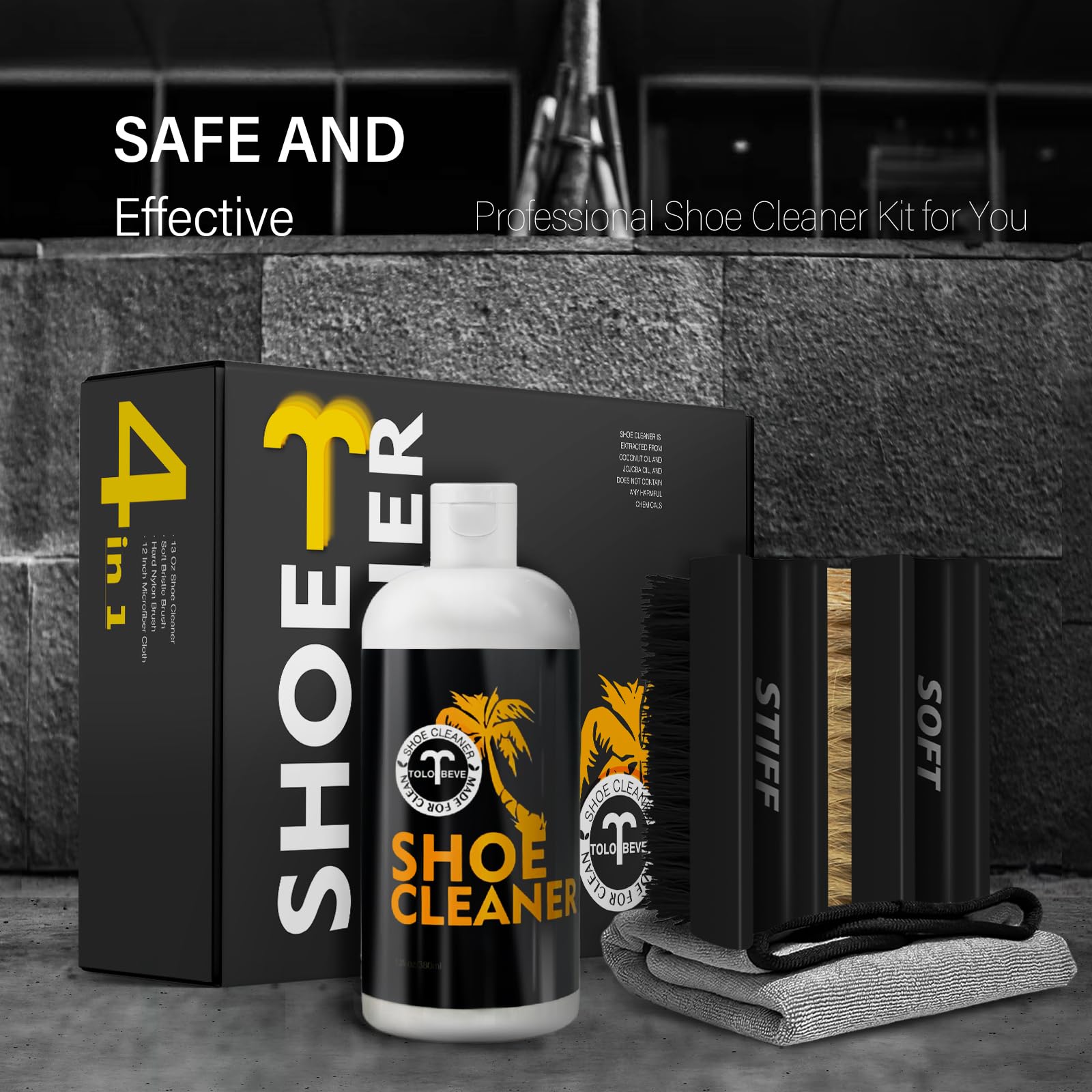 Tolobeve 12Oz Shoe Cleaner Kit, White Shoe Cleaner Sneakers Kit, Sneaker Cleaning Kit, Shoe Cleaning Kit for White Shoes,Suede Shoe,Tennis Shoe,Leather,Canvas