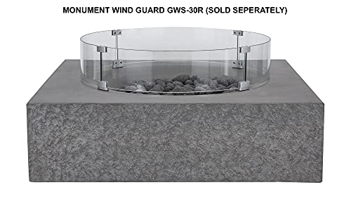 Pyromania Monument Outdoor Concrete Fire Pit Table, 41 x 41 Inches - Natural Gas Model in Charcoal Gray Color