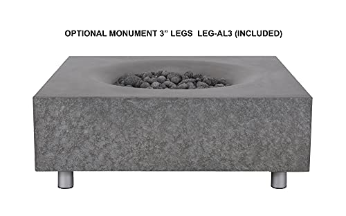 Pyromania Monument Outdoor Concrete Fire Pit Table, 41 x 41 Inches - Natural Gas Model in Charcoal Gray Color