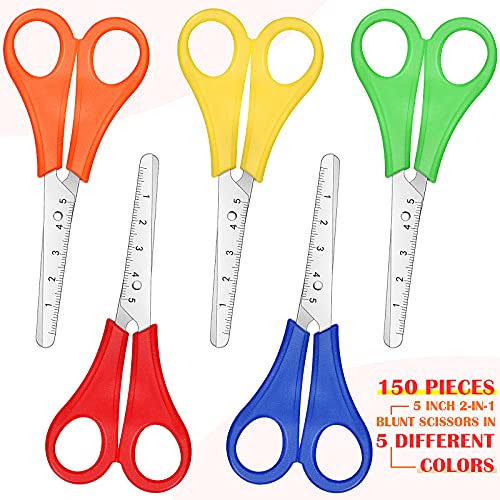 150 Pack Scissors Bulk Scissors 5 Inch Blunt Tip Kids Safety Bulk Pack of Scissors for School Craft Projects