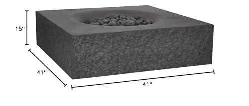 Pyromania Monument Outdoor Concrete Fire Pit Table, 41 x 41 Inches - Natural Gas Model in Charcoal Gray Color