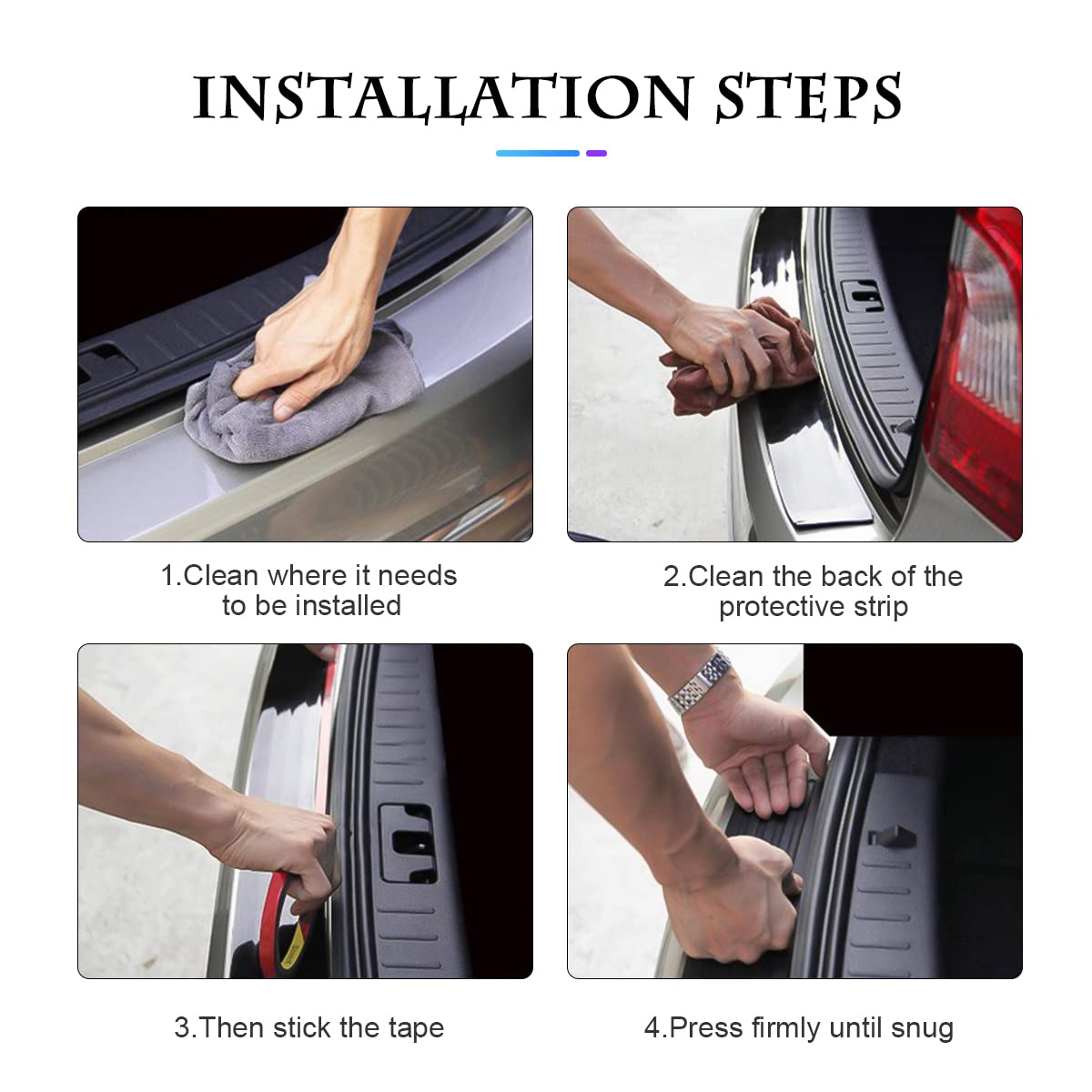 Car Rear Bumper Protector Guard, Universal Black Rubber Anti-Scratch Abrasion Resistant Trunk Door Entry Guards Accessory Trim Cover for SUV, Cars, Car Exterior Accessories (Black/40.9"x3.5")