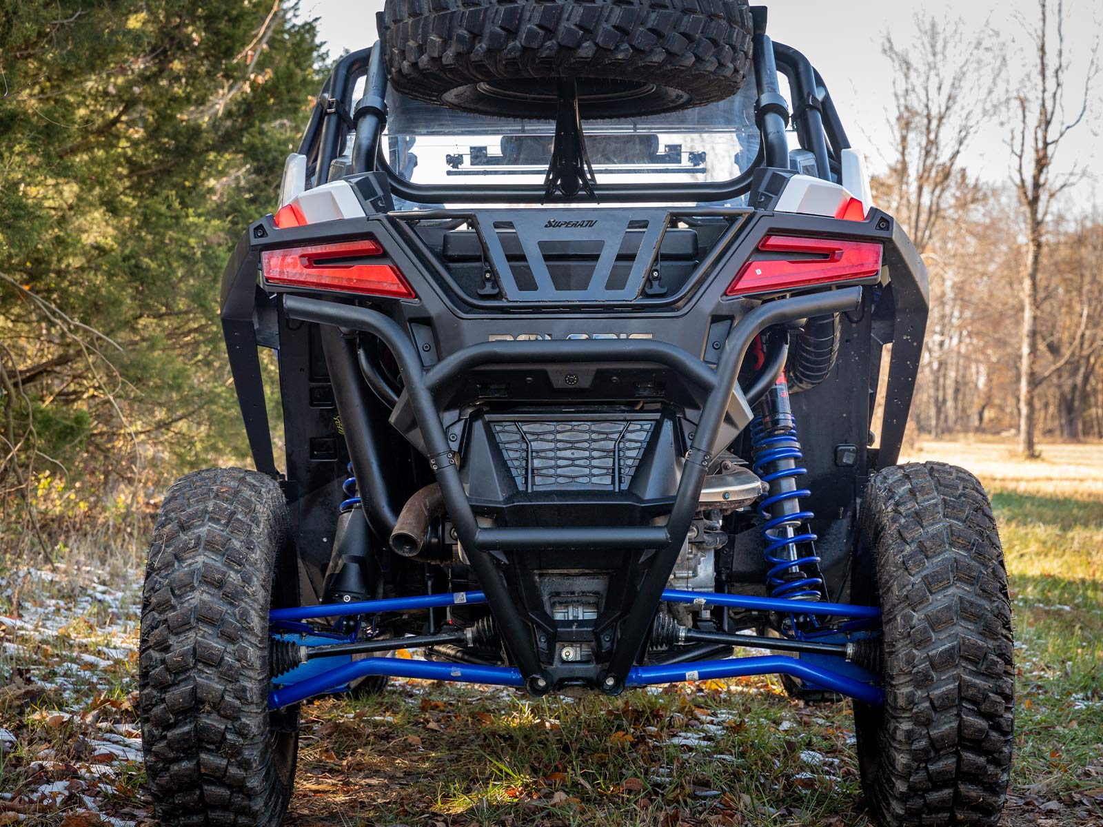 SuperATV Rear Bumper for 2020+ Polaris RZR PRO XP/PRO XP 4 - Made of 1.75 Inch Steel Tubing - UV Resistant Powder Coating - Does Not Block Rear Cargo Area - Mounts Directly to Frame for Easy Install