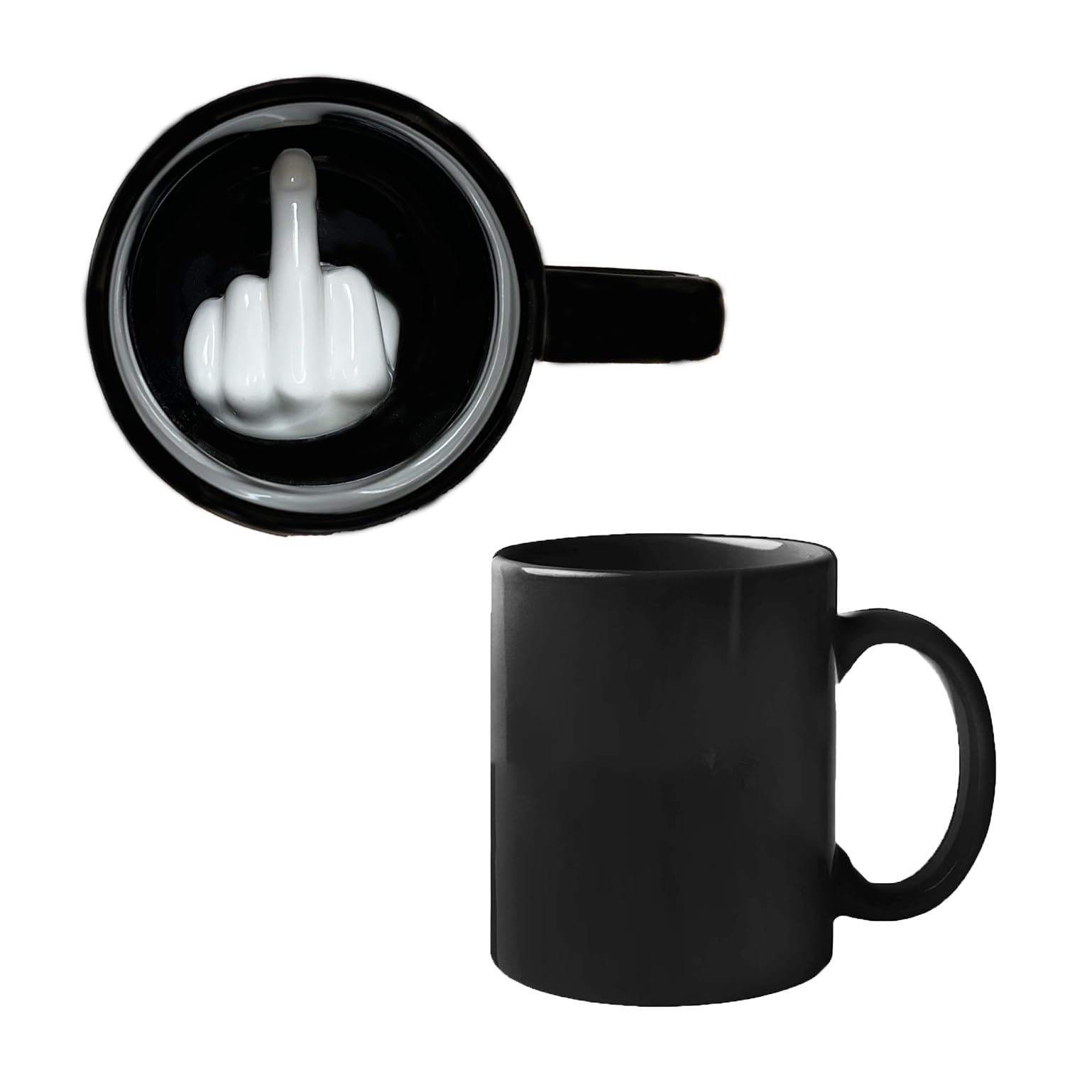 Middle Finger Coffee Mug Up Yours Mug Novelty Ceramic Middle Finger Coffee Cup Have a Nice Day Mug Funny 3D Finger Coffee mug for for Valentines Day Birthday Halloween Christmas and New Year(Black)