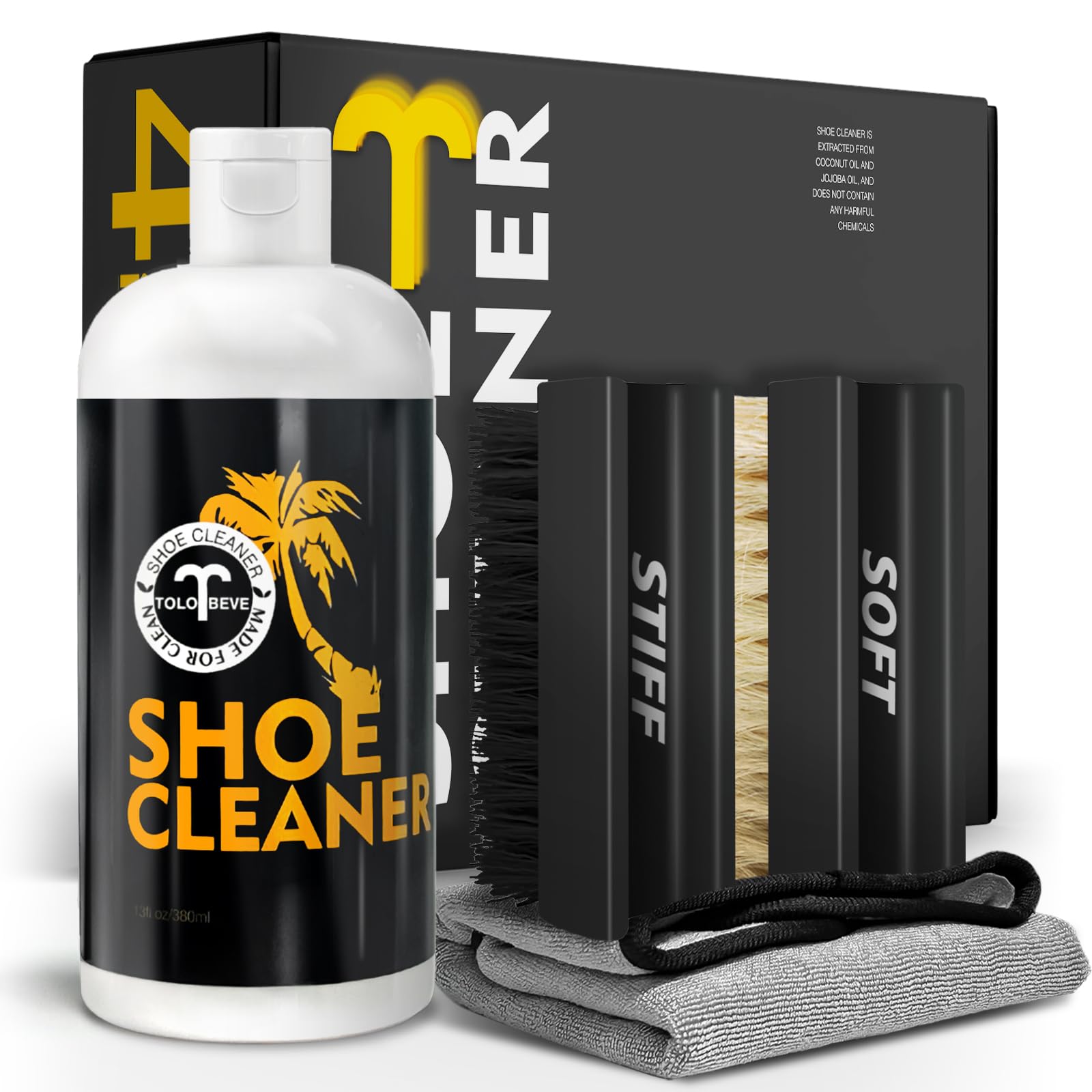 Tolobeve 12Oz Shoe Cleaner Kit, White Shoe Cleaner Sneakers Kit, Sneaker Cleaning Kit, Shoe Cleaning Kit for White Shoes,Suede Shoe,Tennis Shoe,Leather,Canvas