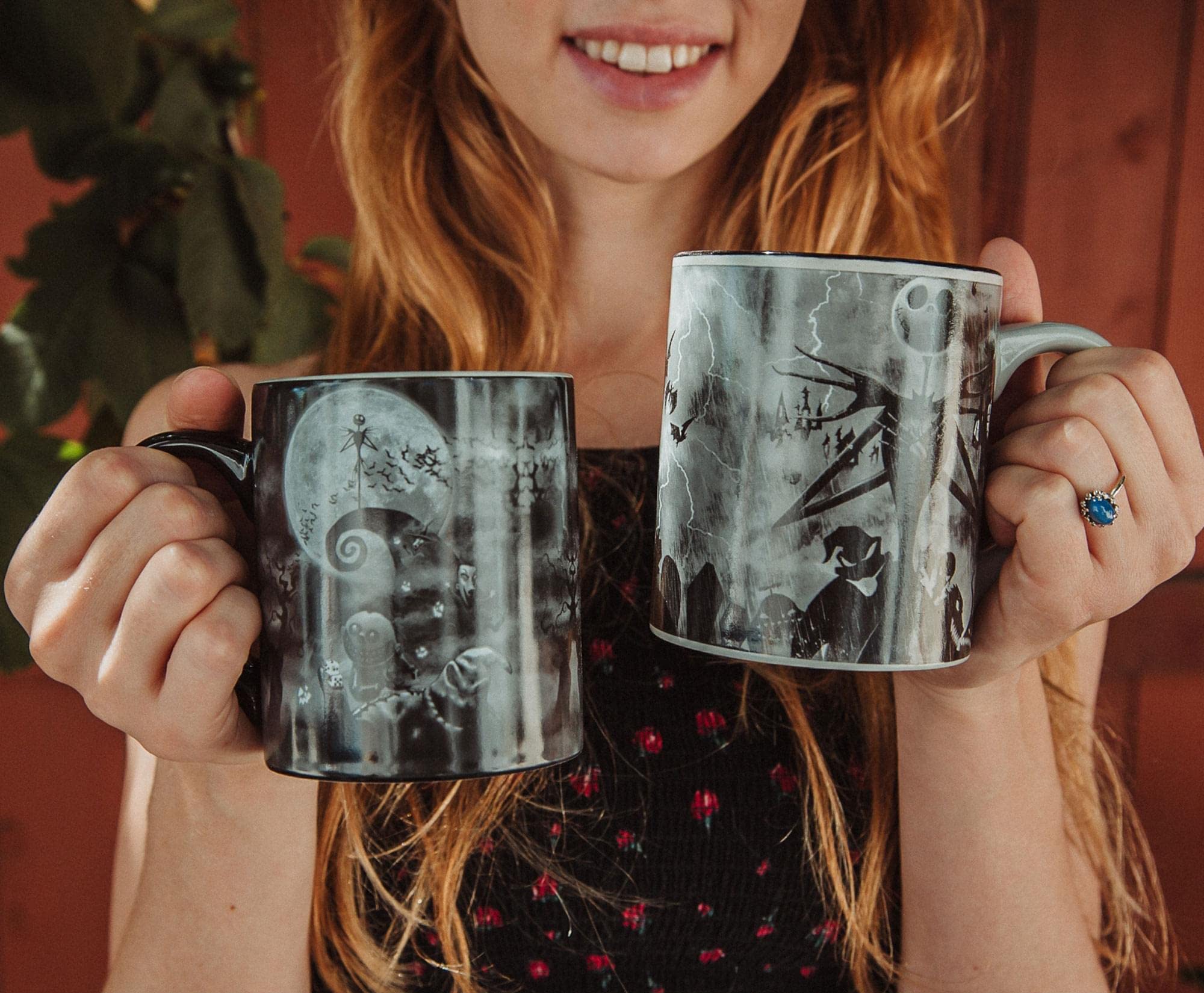 Disney The Nightmare Before Christmas Stormy Night Ceramic Mugs, Set of 2 | BPA-Free Small Coffee Cups