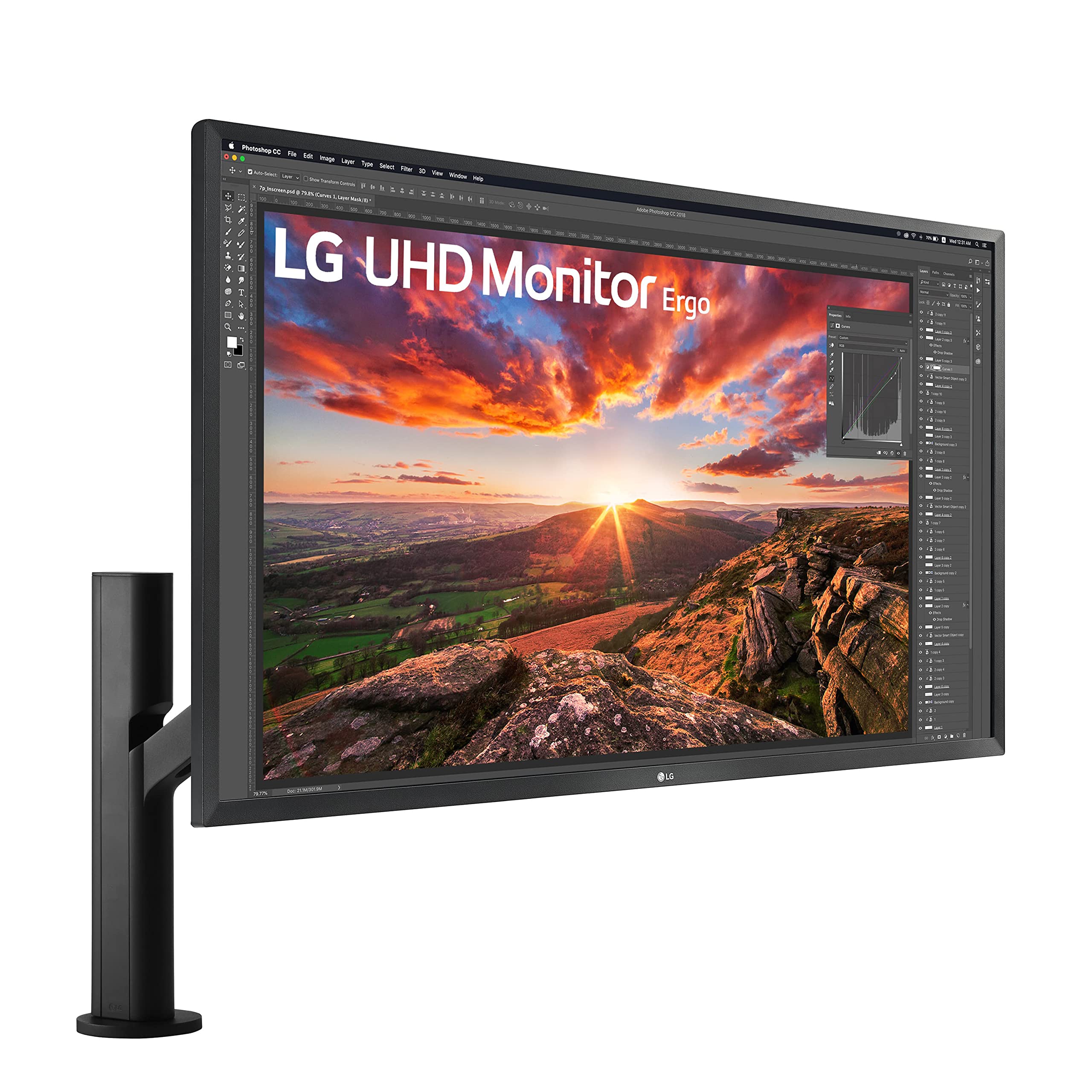 LG 32UK580-B 32" UHD 4K VA Monitor with Ergo Stand and DCI-P3 95% (Typ.) Color Gamut, HDR10 Compatibility and 5W (x 2) Built-in Speakers – Black (Renewed)
