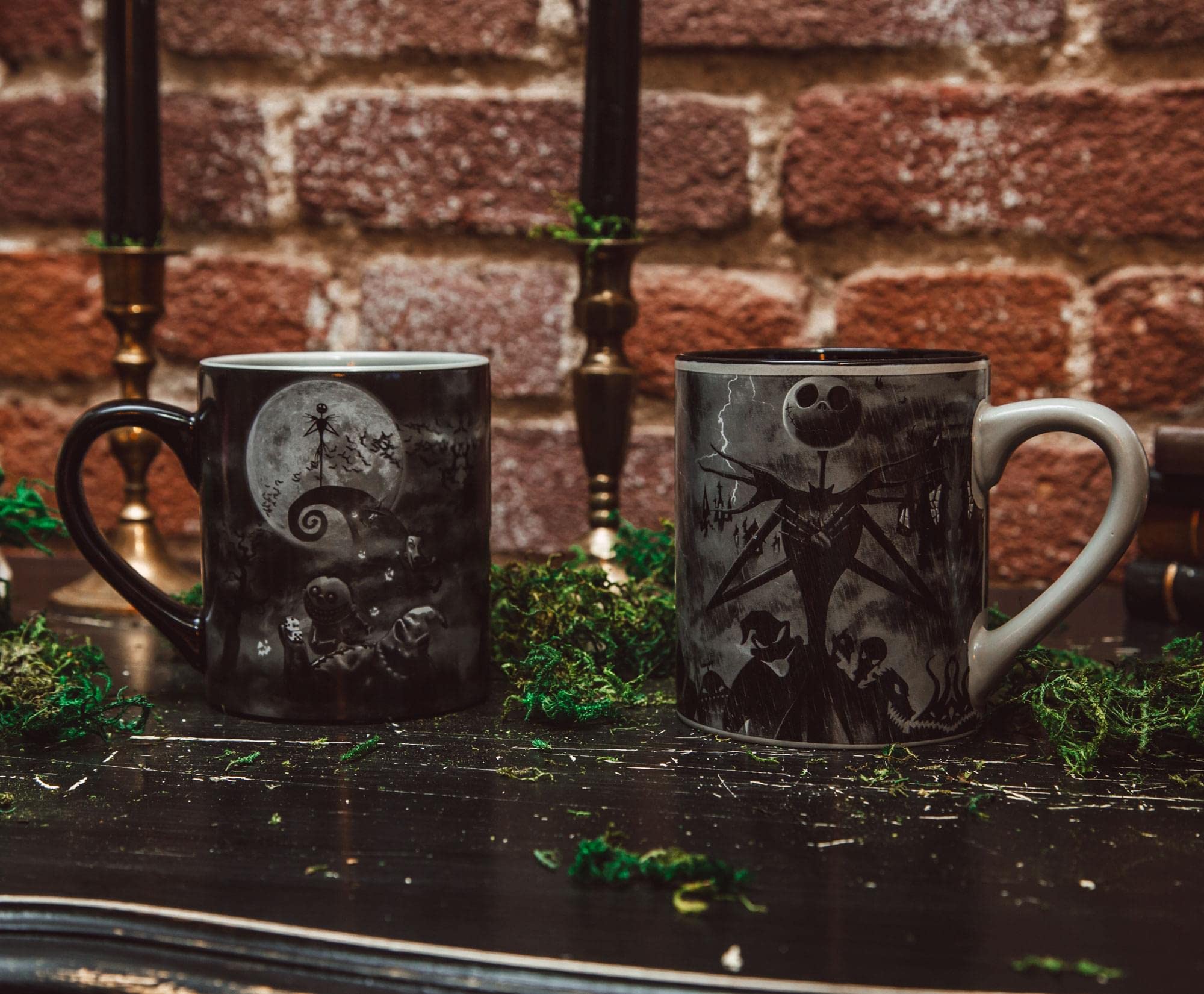 Disney The Nightmare Before Christmas Stormy Night Ceramic Mugs, Set of 2 | BPA-Free Small Coffee Cups