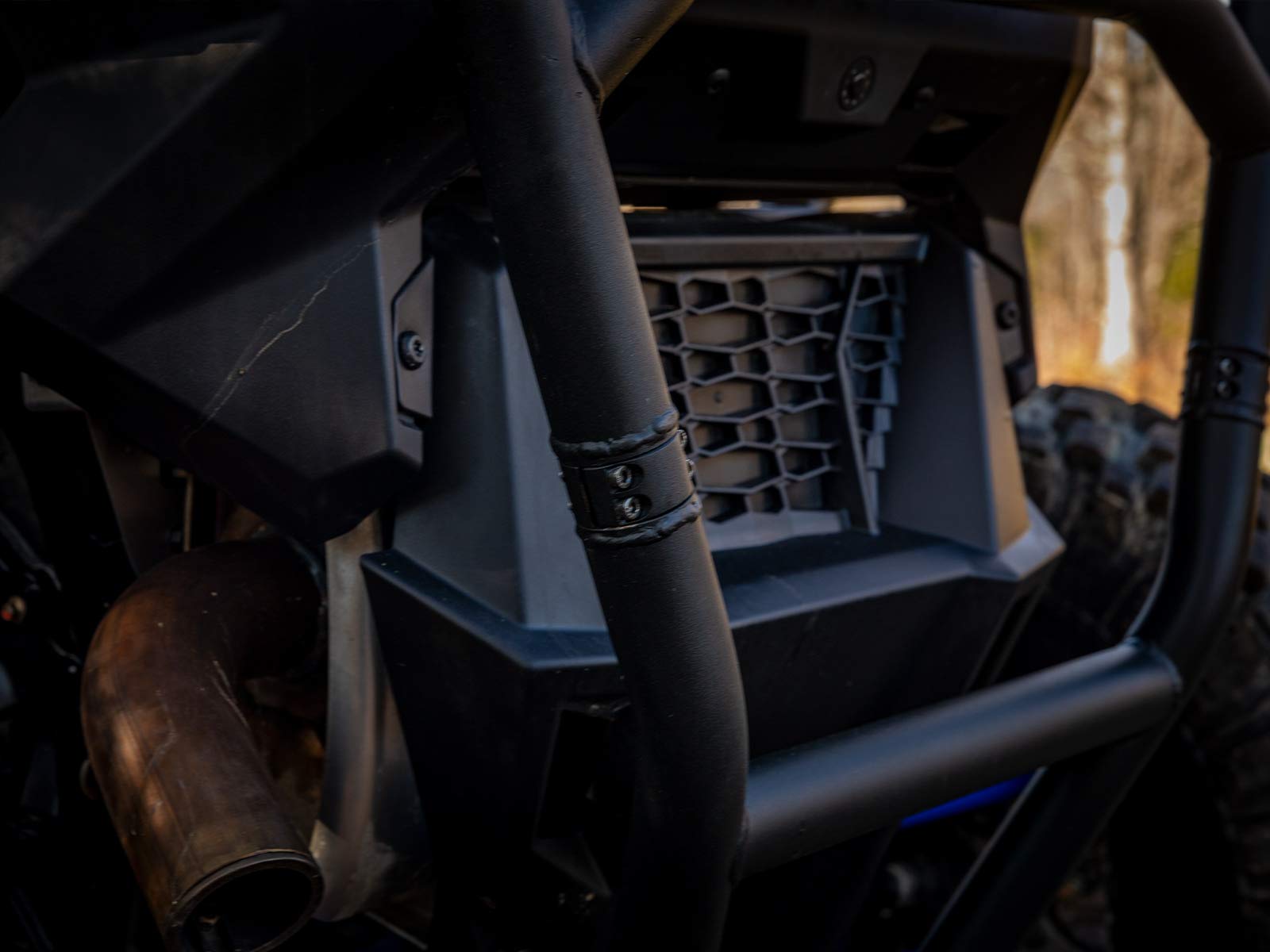 SuperATV Rear Bumper for 2020+ Polaris RZR PRO XP/PRO XP 4 - Made of 1.75 Inch Steel Tubing - UV Resistant Powder Coating - Does Not Block Rear Cargo Area - Mounts Directly to Frame for Easy Install