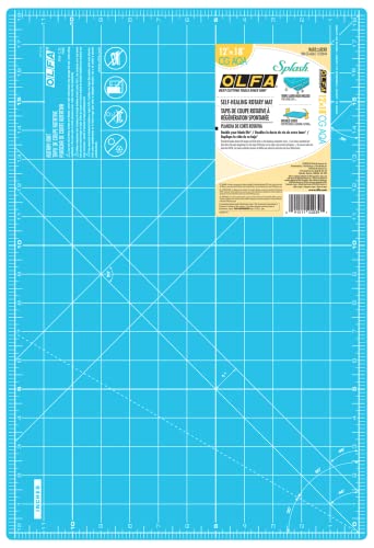 OLFA 12" x 18" Self Healing Rotary Cutting Mat (RM-CG/AQA) - Double Sided 12x18 Inch Cutting Mat with Grid for Fabric, Sewing, Quilting, & Crafts, Designed for Use with Rotary Cutters (Aqua)