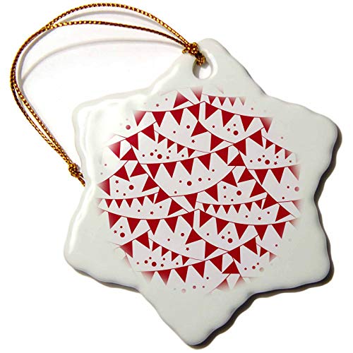 3dRose Cute Red and White Party Garland Banners Pattern - Ornaments (orn-342159-1)
