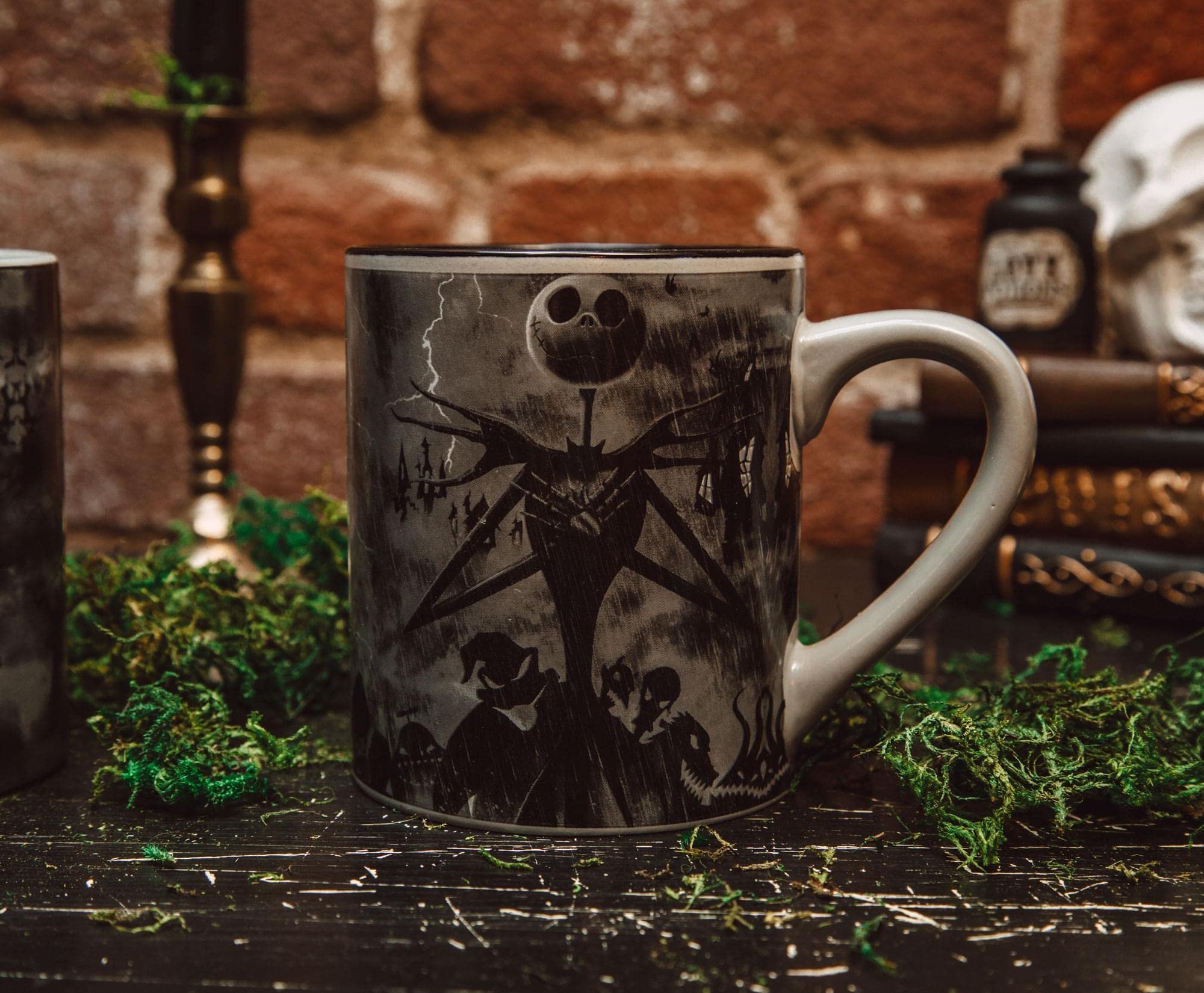 Disney The Nightmare Before Christmas Stormy Night Ceramic Mugs, Set of 2 | BPA-Free Small Coffee Cups