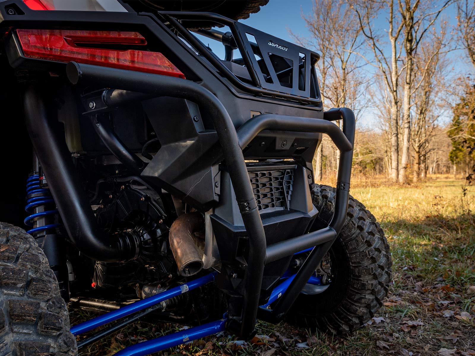 SuperATV Rear Bumper for 2020+ Polaris RZR PRO XP/PRO XP 4 - Made of 1.75 Inch Steel Tubing - UV Resistant Powder Coating - Does Not Block Rear Cargo Area - Mounts Directly to Frame for Easy Install