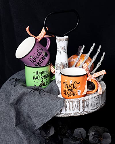 Halloween Mini Coffee Mugs Fall Kitchen Decor Witch Tiered Tray Coffee Bar Decorations Funny Novelty Espresso Fall Mugs Farmhouse Home Decor Trick or Treat Happy Halloween Coffee Mugs Gift Set of 3
