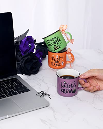 Halloween Mini Coffee Mugs Fall Kitchen Decor Witch Tiered Tray Coffee Bar Decorations Funny Novelty Espresso Fall Mugs Farmhouse Home Decor Trick or Treat Happy Halloween Coffee Mugs Gift Set of 3