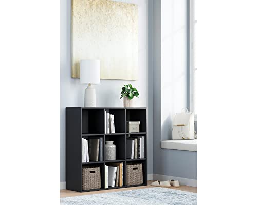 Signature Design by Ashley Langdrew Contemporary 9 Cube Storage Organizer or Bookcase, Black