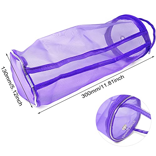 Honbay 1PCS Empty Mesh Yarn Storage Bags Round Portable Yarn Organizer Case Knitting Bag Sewing Storage Tote Bag for Storing Yarn Balls (11.8")