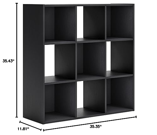 Signature Design by Ashley Langdrew Contemporary 9 Cube Storage Organizer or Bookcase, Black