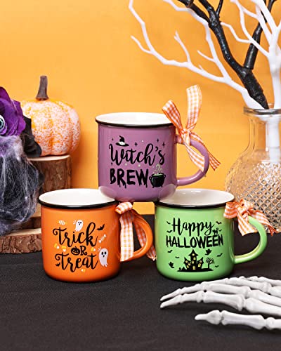 Halloween Mini Coffee Mugs Fall Kitchen Decor Witch Tiered Tray Coffee Bar Decorations Funny Novelty Espresso Fall Mugs Farmhouse Home Decor Trick or Treat Happy Halloween Coffee Mugs Gift Set of 3