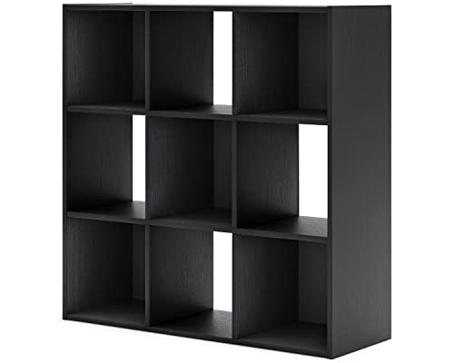 Signature Design by Ashley Langdrew Contemporary 9 Cube Storage Organizer or Bookcase, Black