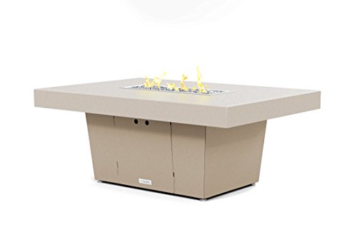 COOKE Palisades Rectangular Fire Pit Table - 52x36 - Chat Height - Natural Gas - Beige Powdercoat Top with 6cm Edge - Beige Powdercoat Base