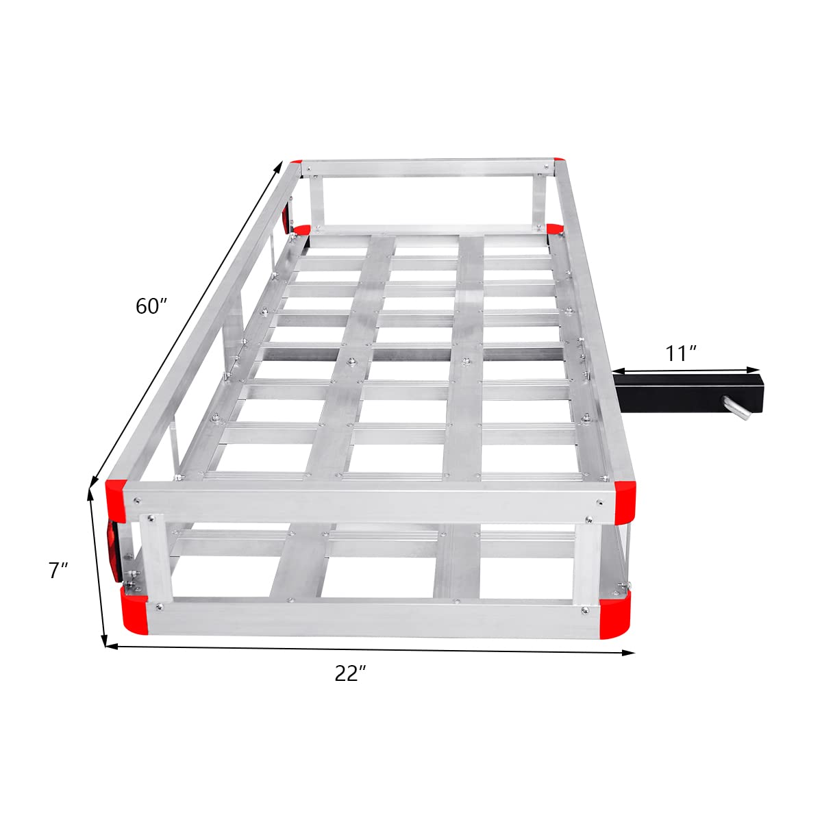 IRONMAX Hitch Cargo Carrier, 60” x 22” x 7” Trailer Hitch Mount Aluminum Cargo Carrier Fits 2” Receiver, Heavy Duty Vehicle Rear Cargo Basket for SUV, Car, Van, Truck, 500LBS Capacity