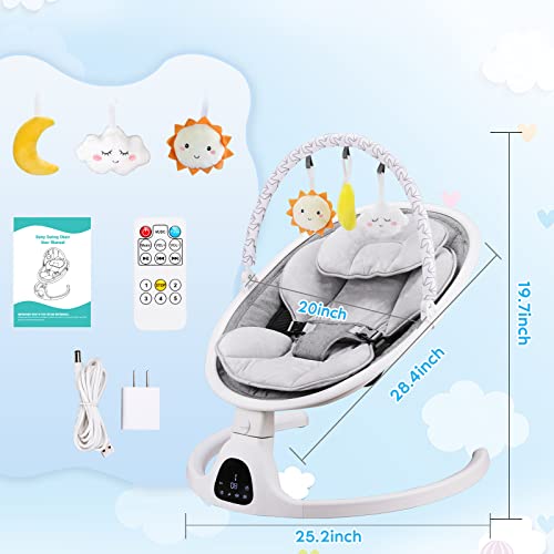 Baby Swings for Infants, Bluetooth Baby Bouncer with Built-in Lullabies and Timer Function, 5 Swing Options Baby Chair for Newborn Infants to Toddler 0-9 Months, 5-20 lbs