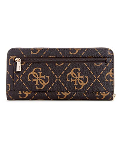 GUESS Rea Large Zip Around Wallet, Brown Logo