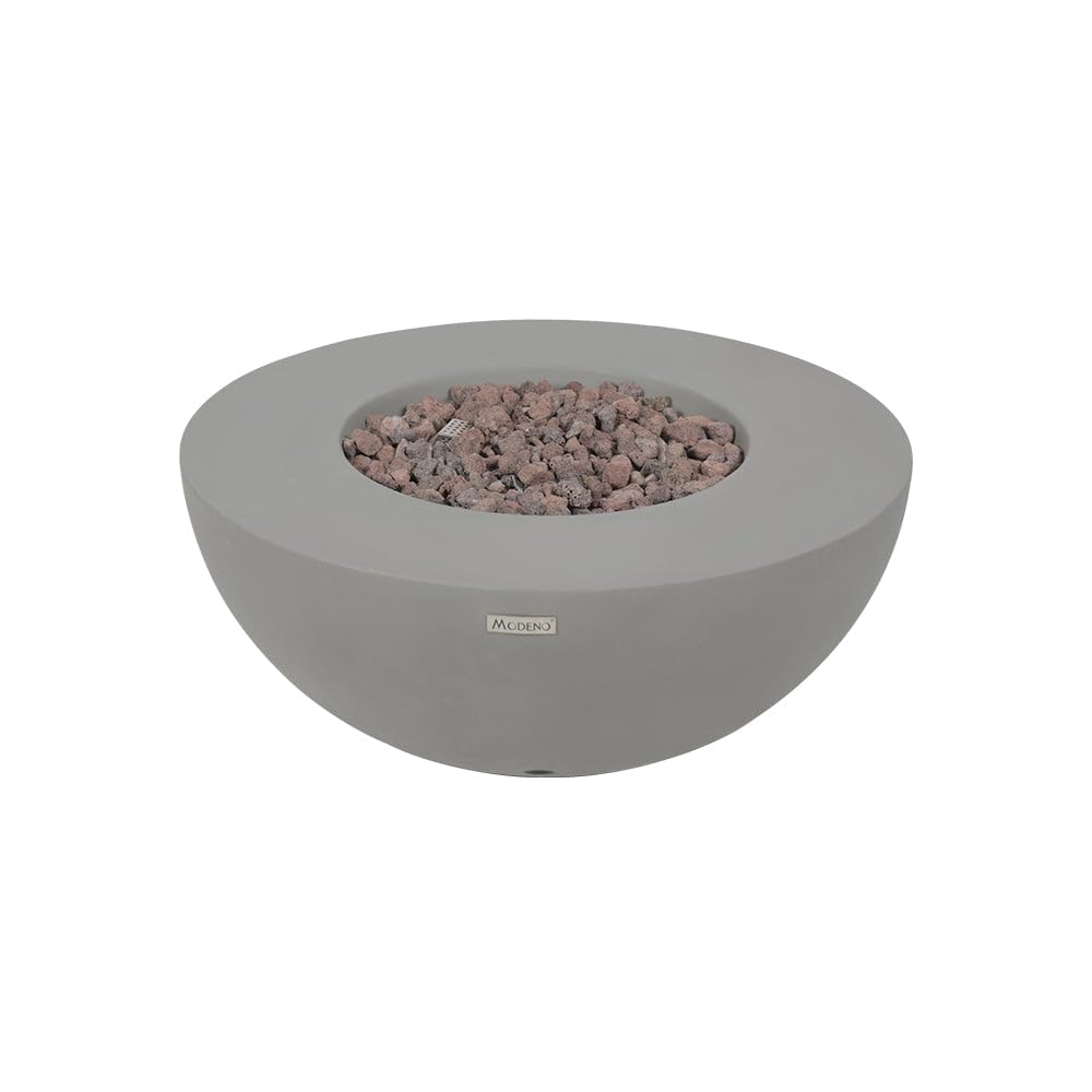 Roca Concrete Fire Pit 34" x 34" Outdoor Patio Firepit Includes Lava Rocks Modern Fire Pits & Outdoor Fireplaces for Garden, Deck, Indoor & Outdoor Heating