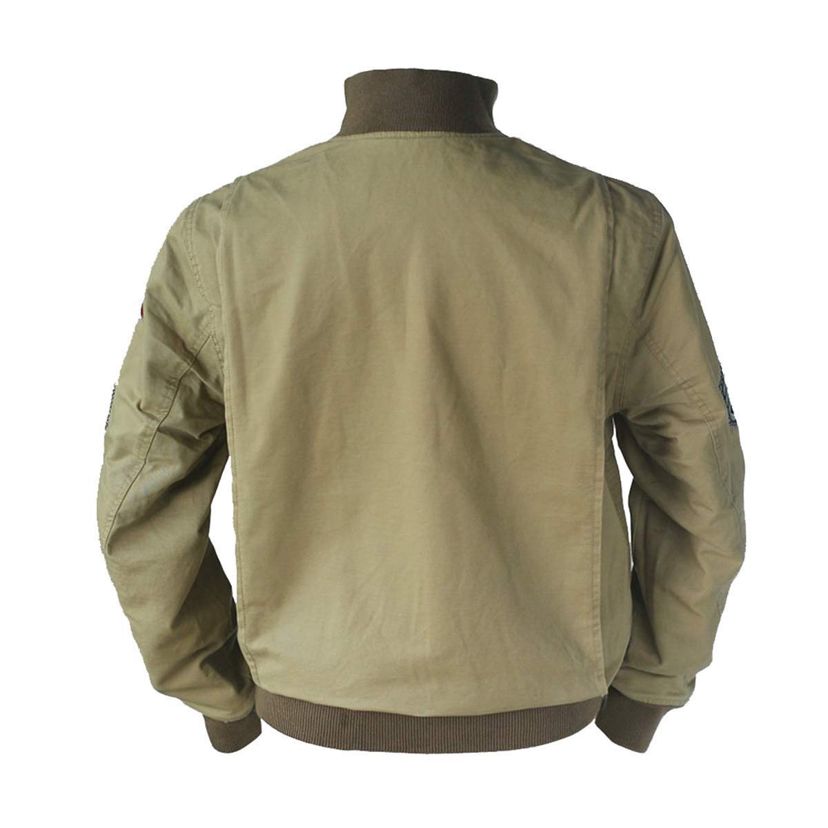Prime-Fashion Mens Vintage WW2 Brad Tanker Military World War 2 Pitt Bomber Cotton Jacket, Khaki, Large