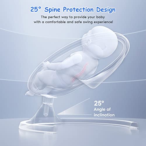 Baby Swings for Infants, Bluetooth Baby Bouncer with Built-in Lullabies and Timer Function, 5 Swing Options Baby Chair for Newborn Infants to Toddler 0-9 Months, 5-20 lbs