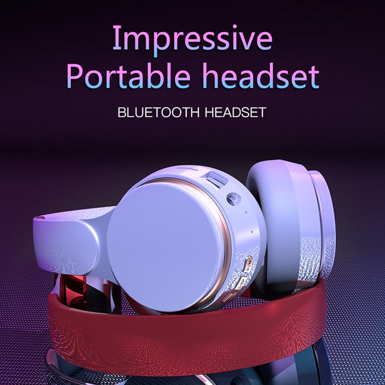 FG-07 Wireless Gaming Headset, Lightweight, Comfortable,Memory Foam & Premium Leatherette Ear Cushions, Stereo Headphones, Gaming Headphones with Mic for Mobile Device… (White)