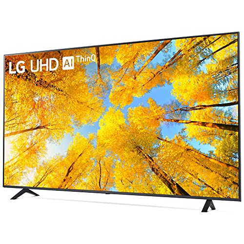 LG UQ7590PUB 43 Inch HDR 4K UHD Smart TV Bundle with Deco Gear 60W 2.0 Channel Soundbar, 37"-100" TV Wall Mount Bracket Bundle and 6-Outlet Surge Adapter