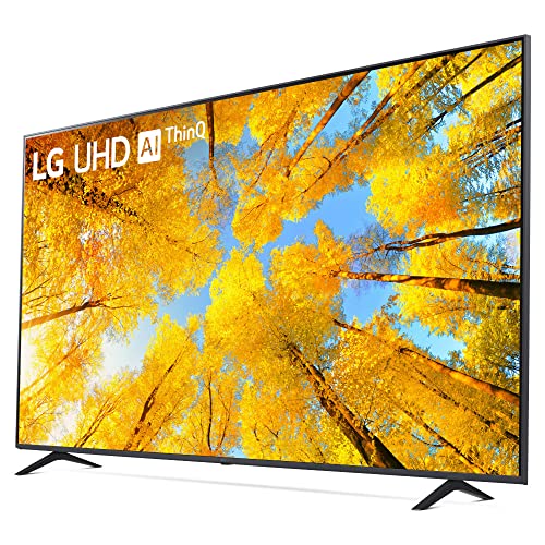 LG UQ7590PUB 43 Inch HDR 4K UHD Smart TV Bundle with Deco Gear 60W 2.0 Channel Soundbar, 37"-100" TV Wall Mount Bracket Bundle and 6-Outlet Surge Adapter