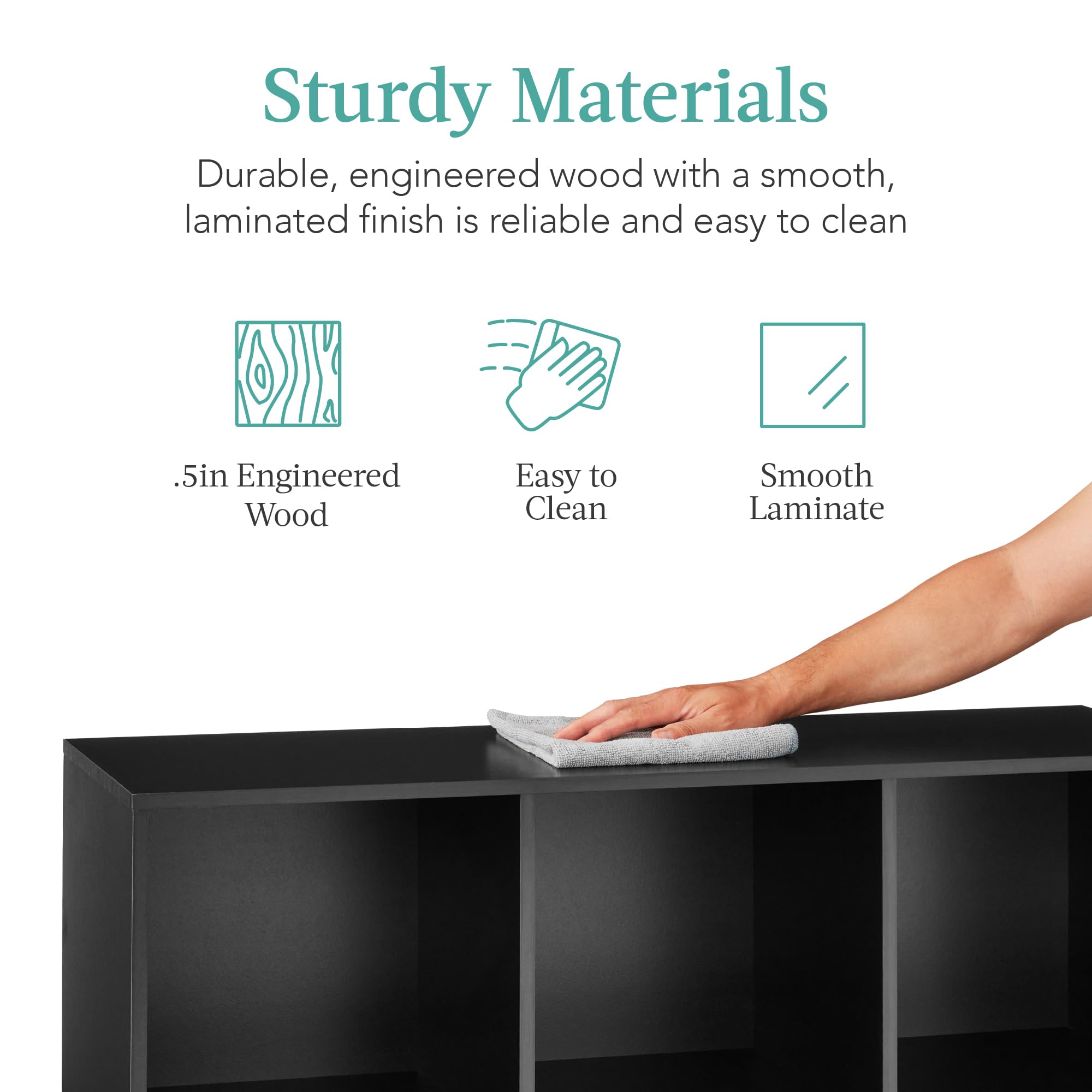 Best Choice Products 6-Cube Storage Organizer, 11in Shelf Opening, Bookcase, Display Shelf, Customizable w/ 3 Removable Back Panels – Black