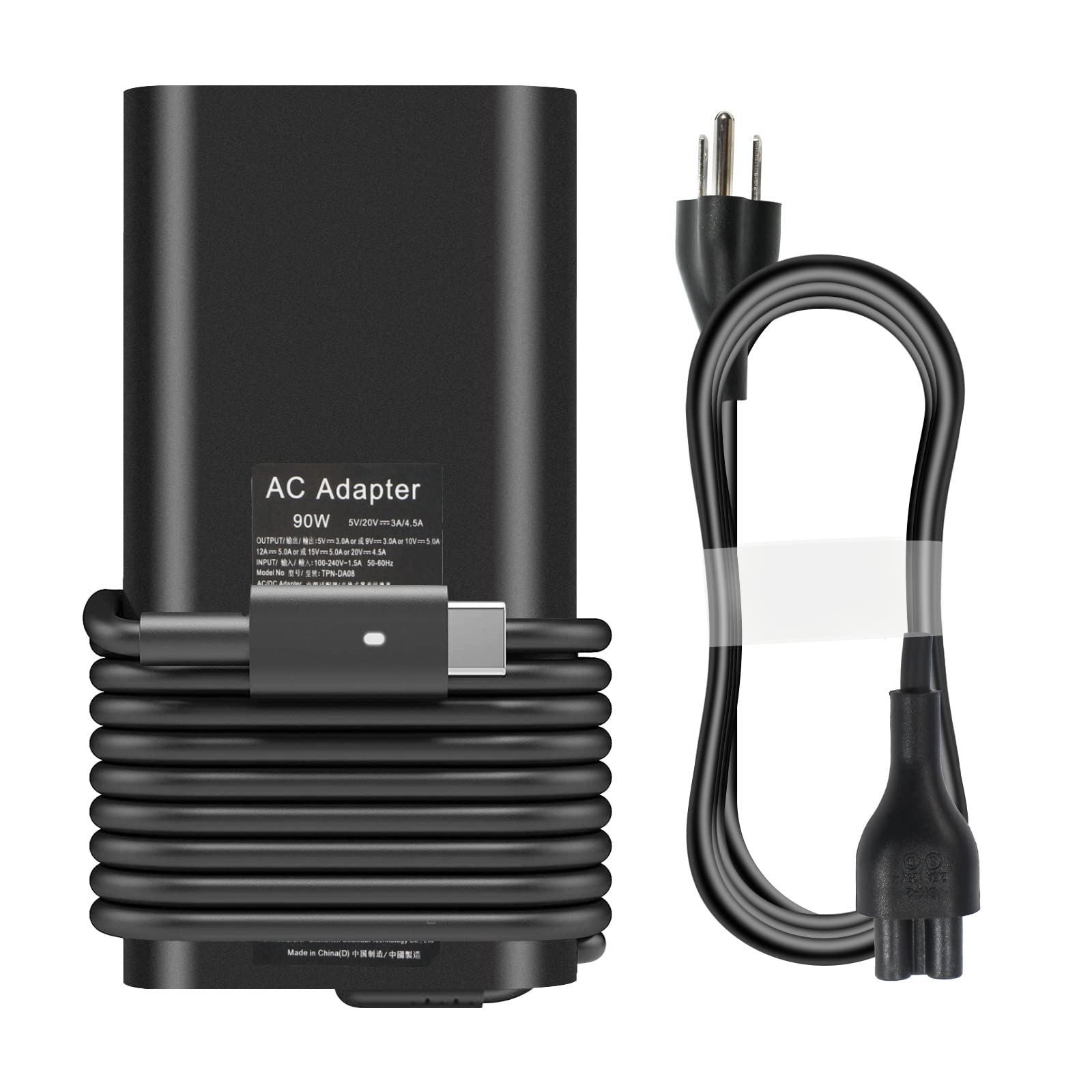 90W USB-C Slim Charger for Dell Latitude 7410 7310 5300 5400 5420 5500 5289 3400 3500 7200 7300 7420 7320 7390 7400 XPS 15 13 12 Inspiron 7506 7706 2-in-1 Precision 3540 3550 LA90PM170 Power Adapter