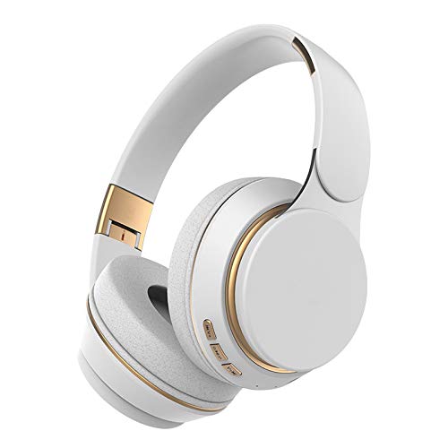FG-07 Wireless Gaming Headset, Lightweight, Comfortable,Memory Foam & Premium Leatherette Ear Cushions, Stereo Headphones, Gaming Headphones with Mic for Mobile Device… (White)