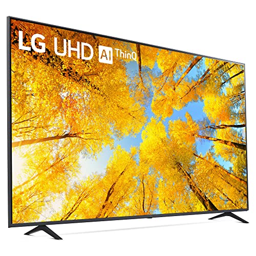 LG UQ7590PUB 43 Inch HDR 4K UHD Smart TV Bundle with Deco Gear 60W 2.0 Channel Soundbar, 37"-100" TV Wall Mount Bracket Bundle and 6-Outlet Surge Adapter