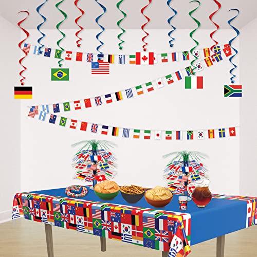 Beistle - 57738 Beistle Party Supplies, International Flag Pennant Banner, Multicolor