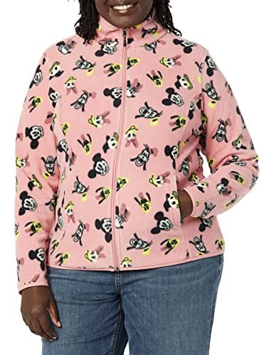 Amazon Essentials Disney | Marvel | Star Wars | Princess Women's Polar Fleece Full-Zip Mock Jackets, Minnie and Friends, XX-Large