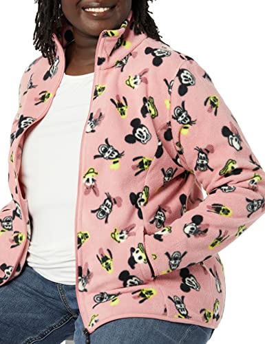 Amazon Essentials Disney | Marvel | Star Wars | Princess Women's Polar Fleece Full-Zip Mock Jackets, Minnie and Friends, XX-Large