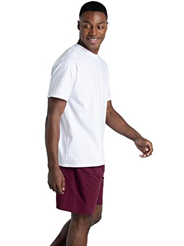 Fruit of the Loom Men's Eversoft Cotton T-Shirts (S-4XL), Crew-2 Pack-White, 4X-Large