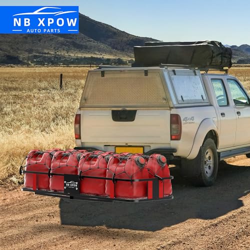 MKING Hitch Mount Cargo Carrier Folding Basket 60" X 20" X 6", 500 Lbs Capacity Tow Hitch Cargo Carrier with Net & Straps