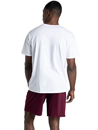 Fruit of the Loom Men's Eversoft Cotton T-Shirts (S-4XL), Crew-2 Pack-White, 4X-Large
