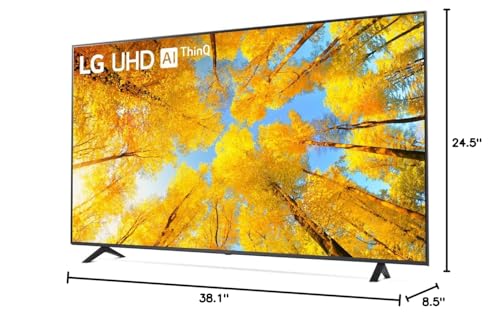 LG UQ7590PUB 43 Inch HDR 4K UHD Smart TV Bundle with Deco Gear 60W 2.0 Channel Soundbar, 37"-100" TV Wall Mount Bracket Bundle and 6-Outlet Surge Adapter