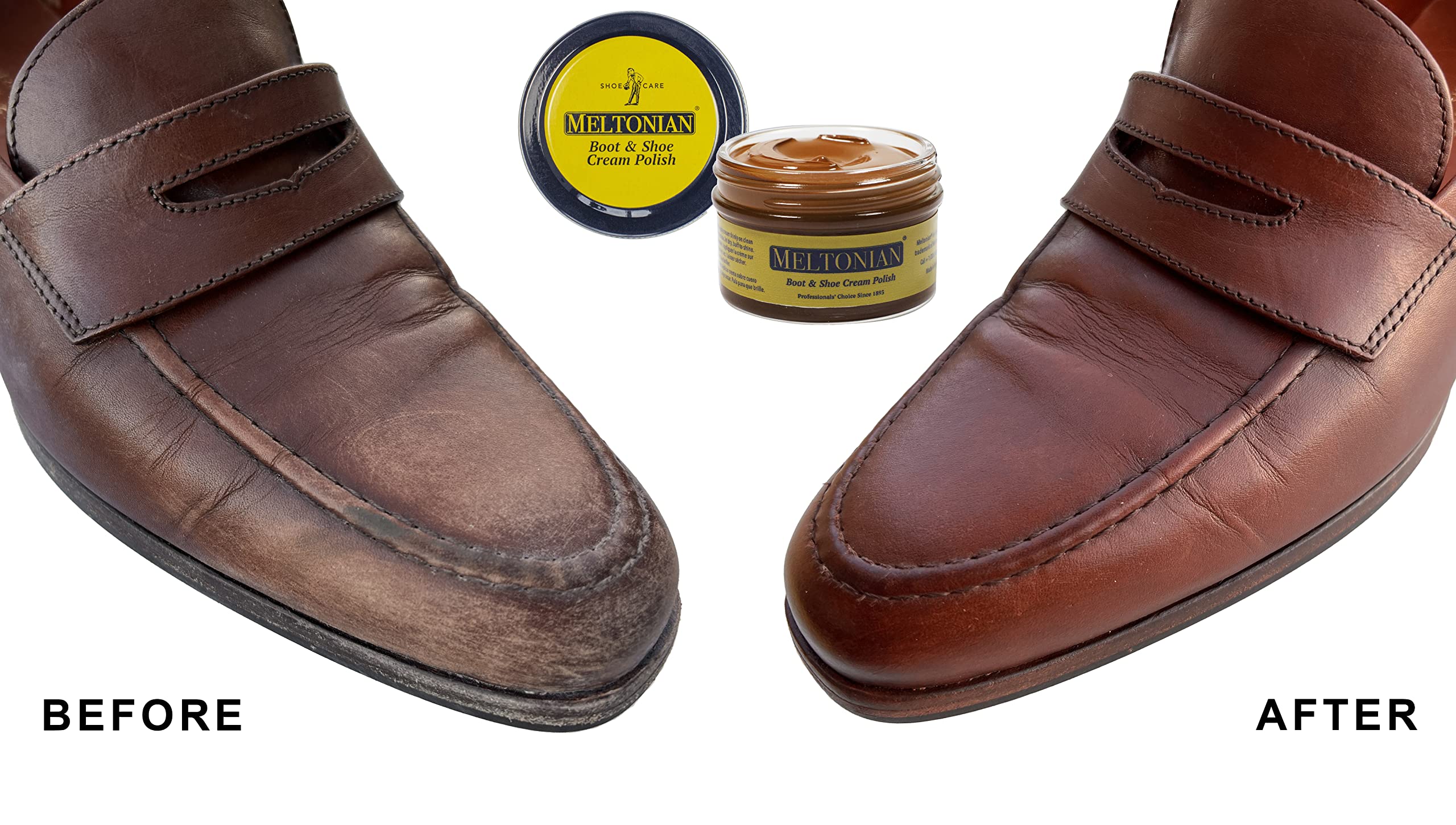 Meltonian Cream Shoe Polish - Natural Wax & Oils- Brown & Black Shoe Polish for Leather - Restores & Protects, 60+ Colors, Cleaner
