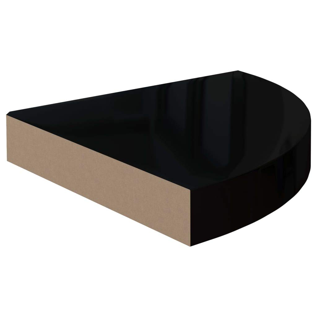 DYRJDJWIDHW Floating Corner Shelves 4 pcs Bookshelf for Bedroom,Shelves,Wood Bookcase,Suitable for Bedroom, Office, Living Room, Study,High Gloss Black 9.8"x9.8"x1.5" MDF