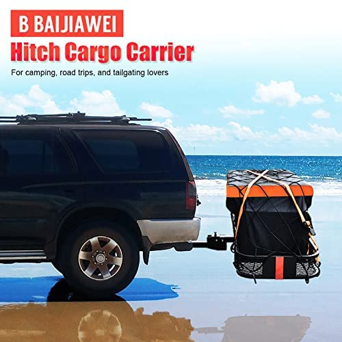 Basket Trailer Hitch Cargo Carrier 60"x 21" Folding Trailer Hitch Luggage Rack with Cargo Bag and Net, 550 LBS Capacity Vehicle Cargo Carriers Hitch Mount Fit 2" Receiver for SUV, Truck, Car